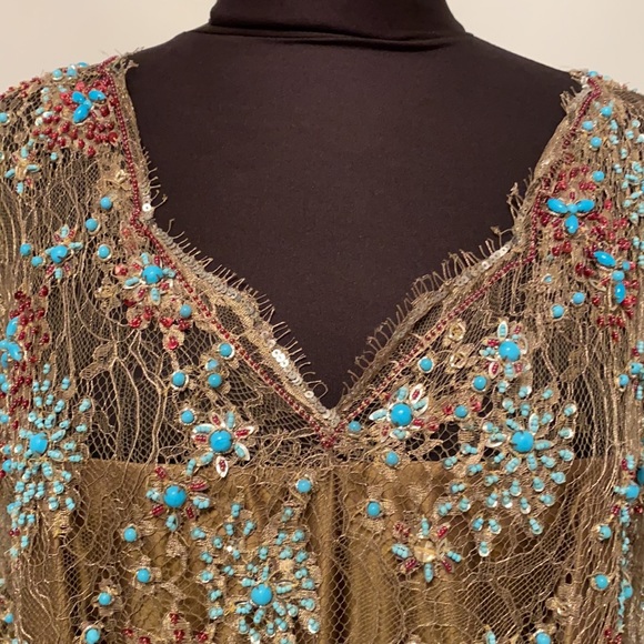 gabriella arango | Dresses | Bronze Long Sleeve Taffeta And Lace ...